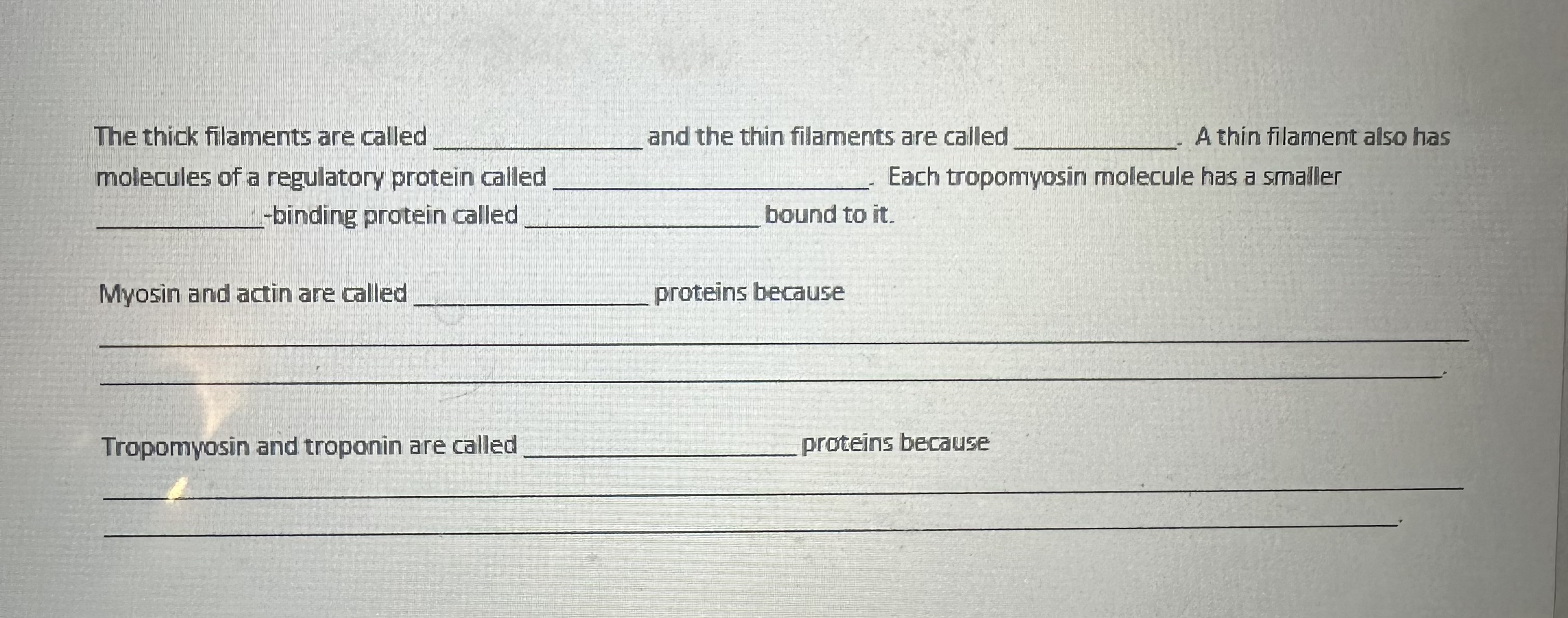 Solved The thick filaments are called ﻿and the thin | Chegg.com