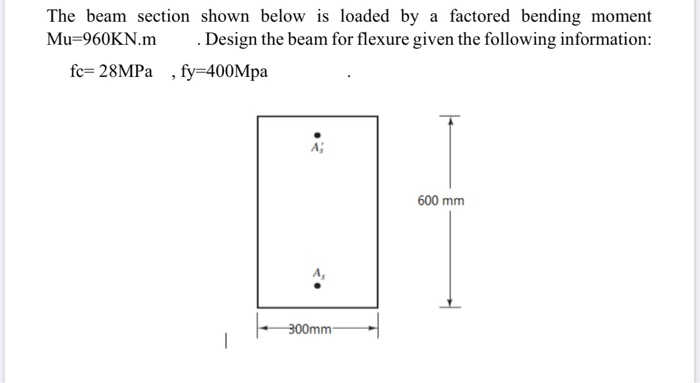 Solved The beam section shown below is loaded by a factored | Chegg.com