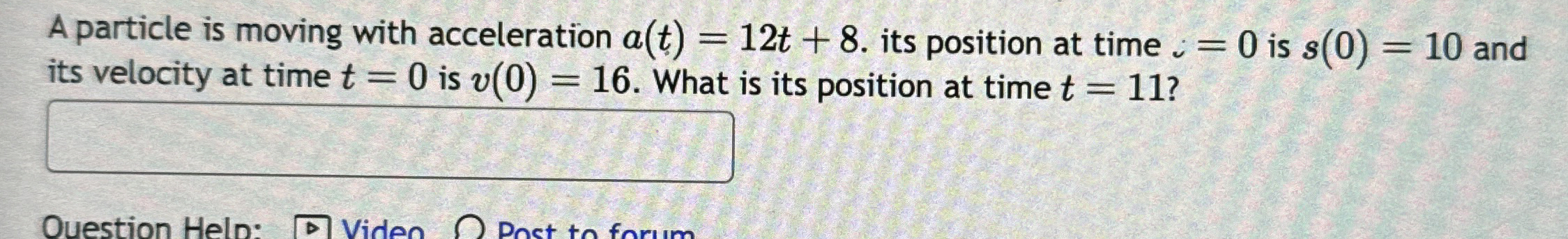 Solved A particle is moving with acceleration a(t)=12t+8. | Chegg.com