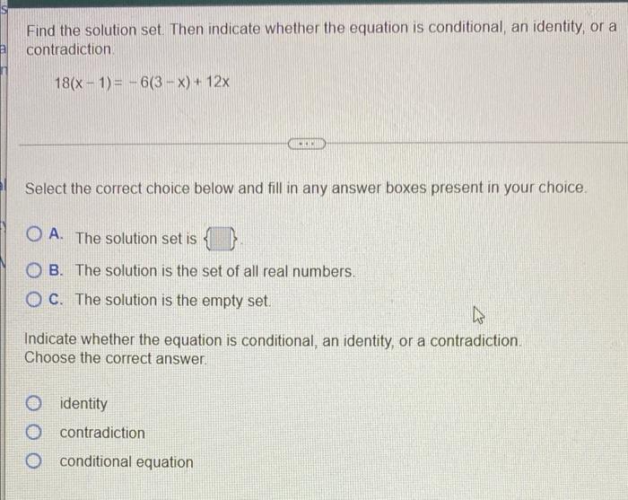 Solved Find the solution set. Then indicate whether the | Chegg.com