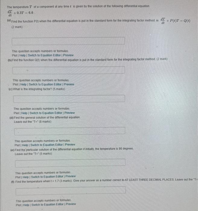 Solved dtdT+0.3T=6.6 (a) Find the function P(t) when the | Chegg.com