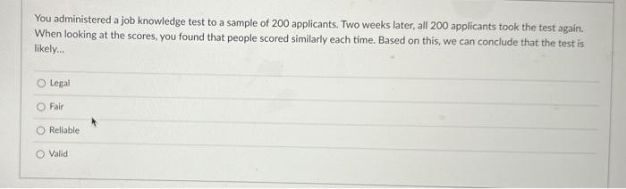 Solved You administered a job knowledge test to a sample of | Chegg.com