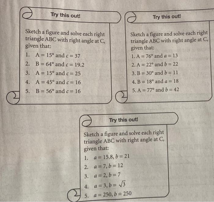 Solved o Try this out! Try this out! Sketch a figure and | Chegg.com