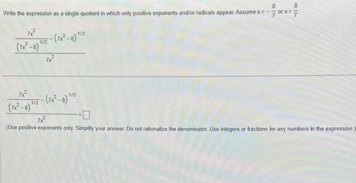 Solved Write the expression as a single quotient in which | Chegg.com