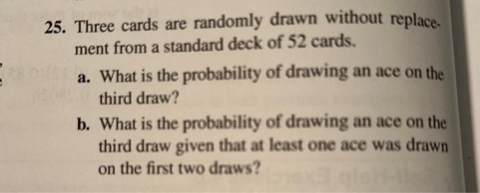 Solved 25. Three cards are randomly drawn without | Chegg.com