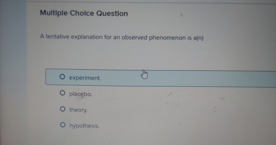 Solved Multiple Cholce QuestlonA tentative explanation for | Chegg.com