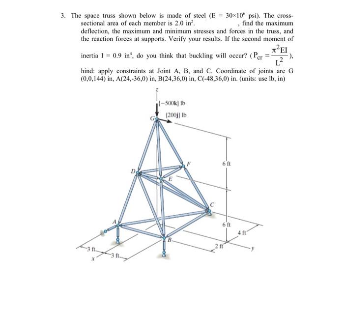 Solved find max deflection at G, and max stress and min | Chegg.com