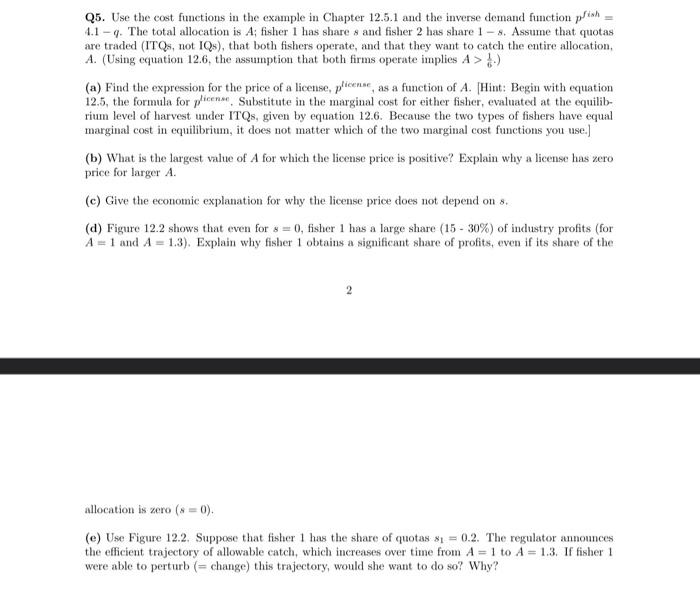 Solved Q5. Use the cost functions in the example in Chapter | Chegg.com