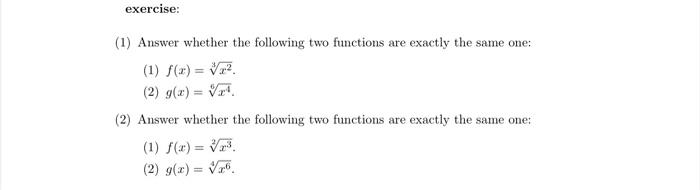 Exercise 1 Answer Whether The Following Two 