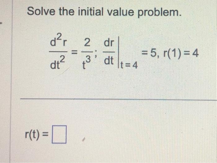 Solved Solve the initial value problem. d²r 2 r(t) = 2 dr | Chegg.com