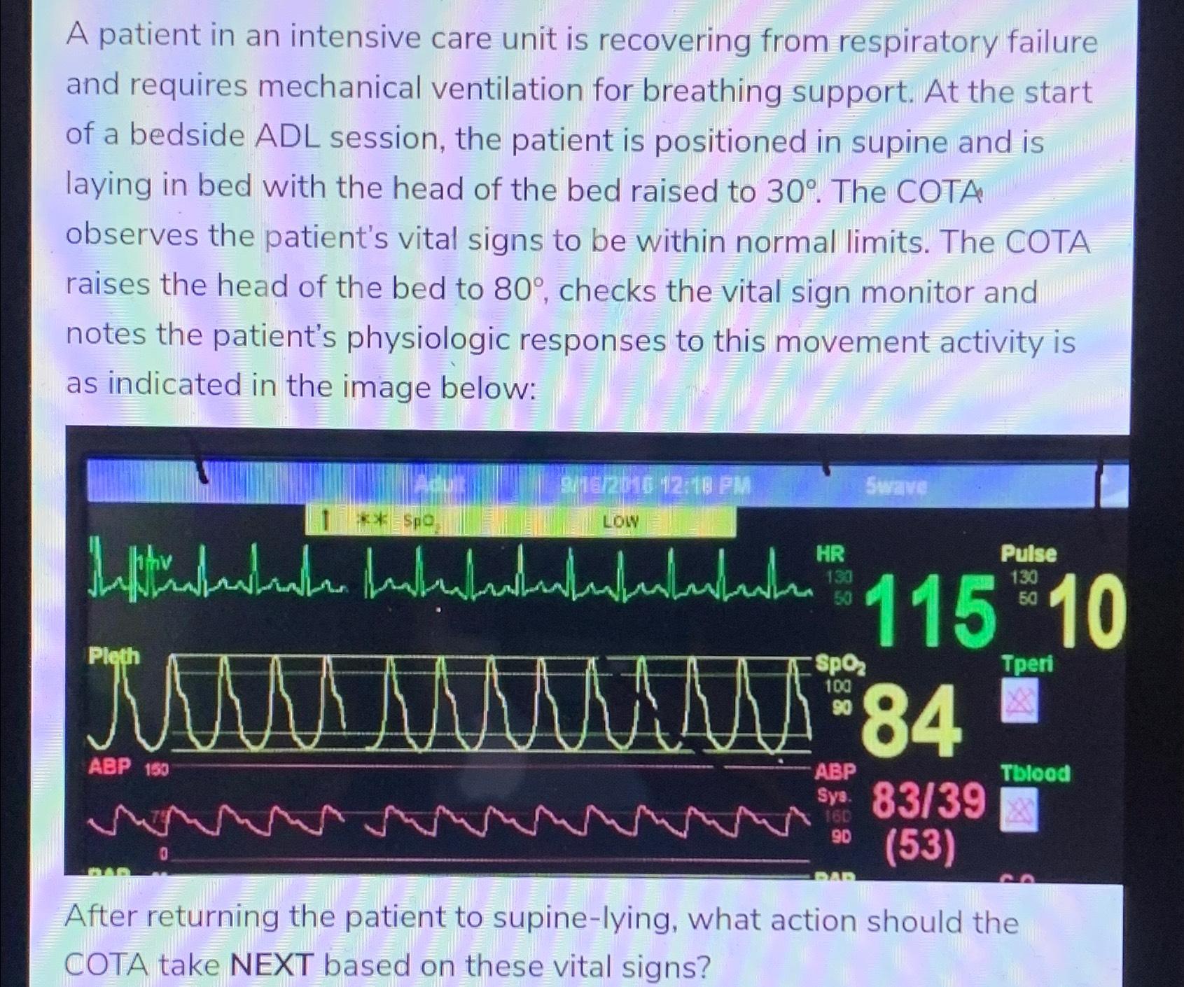 Solved A patient in an intensive care unit is recovering | Chegg.com