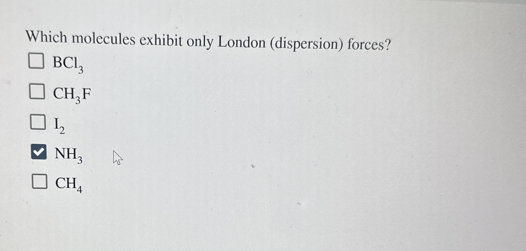 Solved Which molecules exhibit only London (dispersion) | Chegg.com