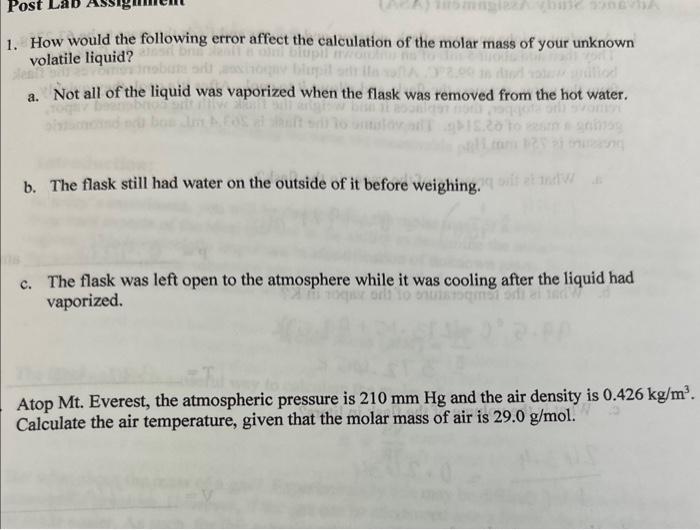 Solved 1. How would the following error affect the | Chegg.com