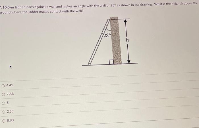 Solved 10.0-m ladder leans against a wall and makes an angle | Chegg.com