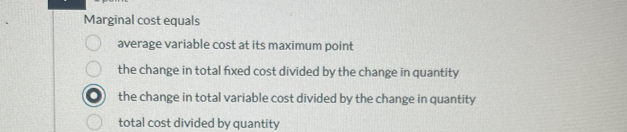 Solved Marginal cost equalsaverage variable cost at its | Chegg.com