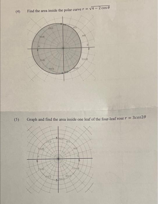 Solved (4) Find the area inside the polar curve r=4−2cosθ | Chegg.com