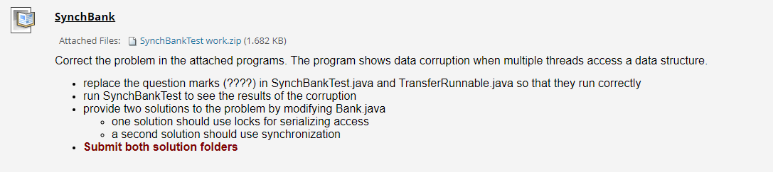 Solved SynchBankCorrect the problem in the attached | Chegg.com