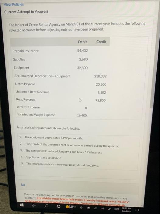 Solved View Policies Current Attempt in Progress The ledger | Chegg.com
