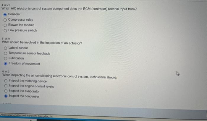 Solved 4 of 21 Which AC electronic control system component | Chegg.com