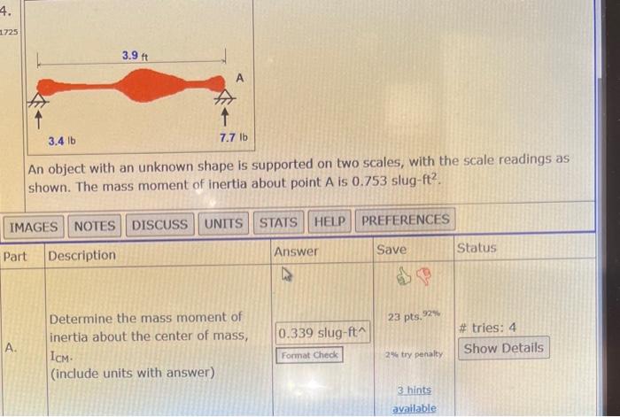 Solved An object with an unknown shape is supported on two | Chegg.com