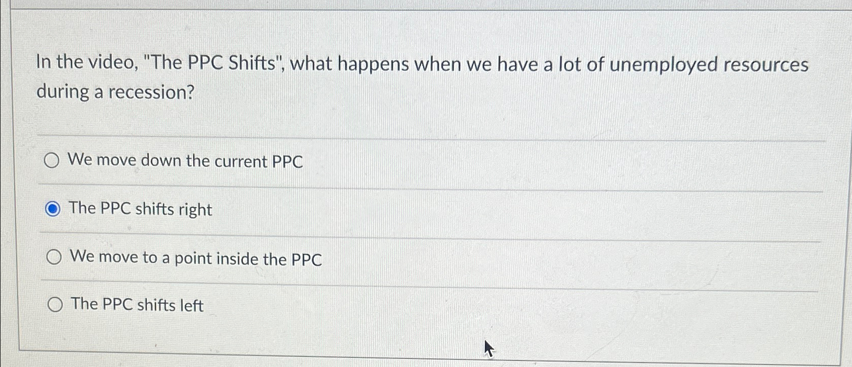 Solved In the video, "The PPC Shifts", what happens when we | Chegg.com