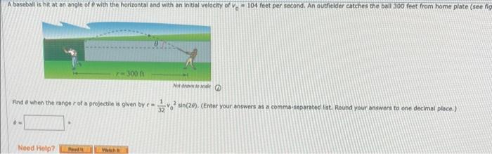 Solved A baseball is hit at an angle of θ with the | Chegg.com