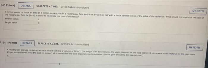 Solved L-11 Points) DETAILS SCALCETO 47.013. 01100 | Chegg.com