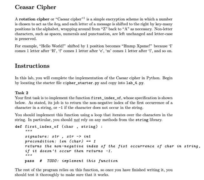 Solved Ceasar Cipher A Rotation Cipher Or “caesar Cipher Is