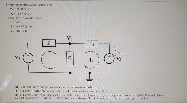 Solved Find phasor voltage by nodal voltage method, phasor | Chegg.com