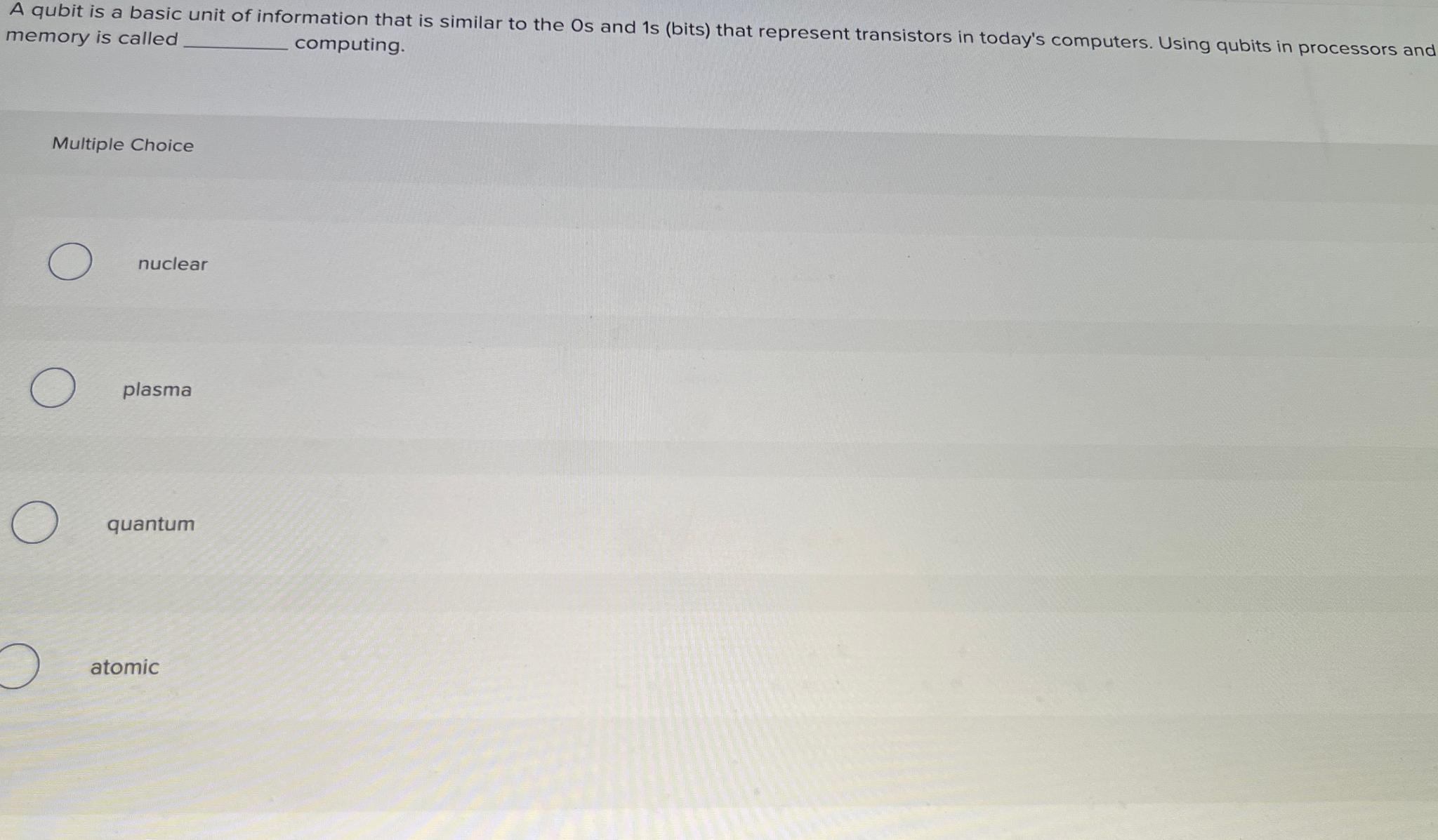 Solved A qubit is a basic unit of information that is | Chegg.com