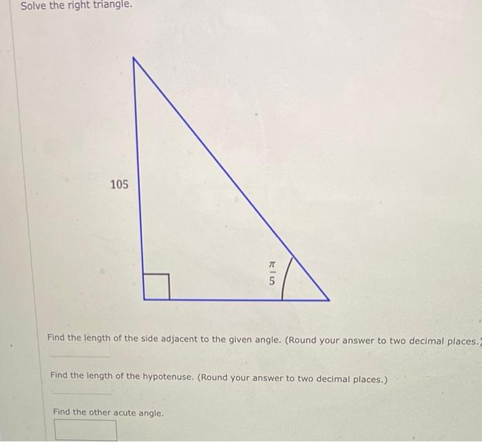 Solved Solve the right triangle. Find the length of the side | Chegg.com