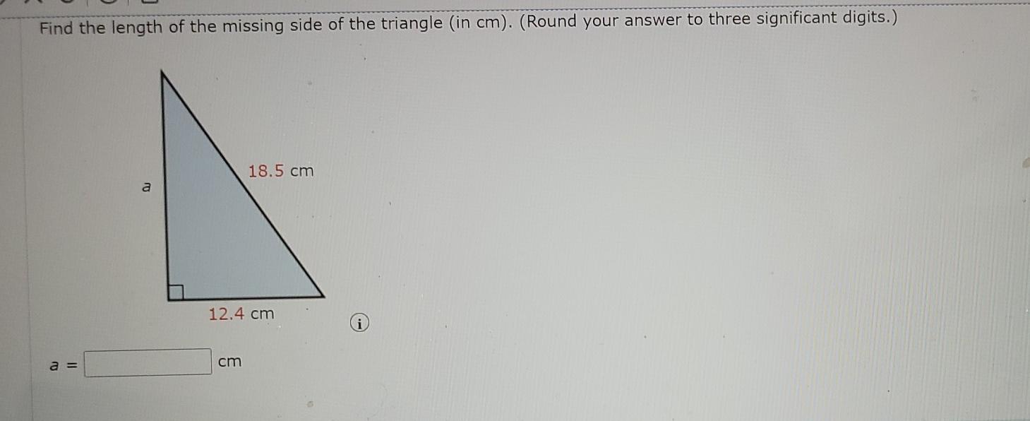 Solved Find the length of the missing side of the triangle | Chegg.com