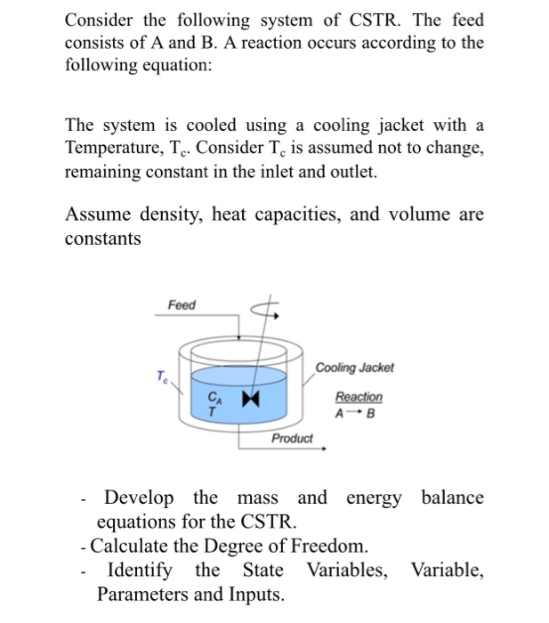 Solved Consider the following system of CSTR. The feed | Chegg.com