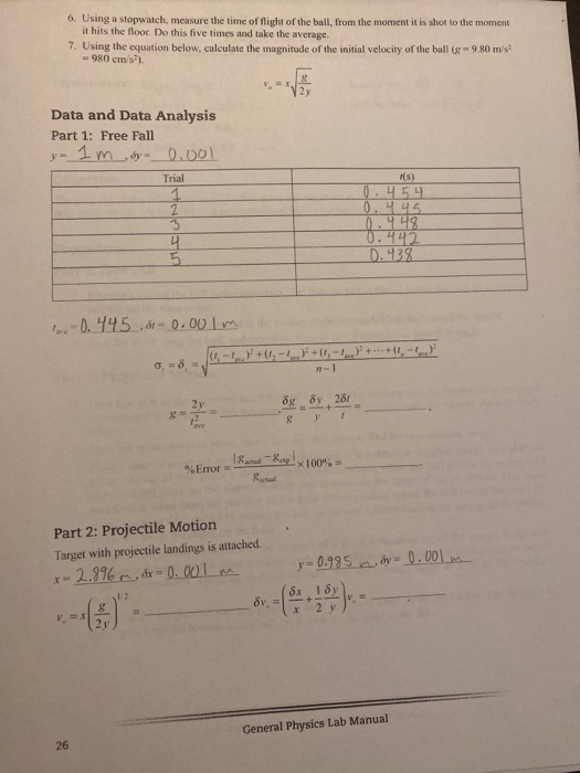 Solved 6. Using a stopwatch, measure the time of flight of | Chegg.com