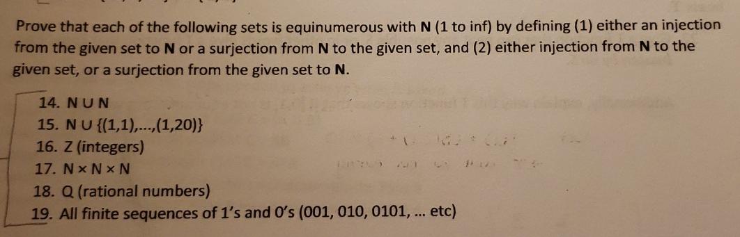 Solved Prove that each of the following sets is equinumerous | Chegg.com