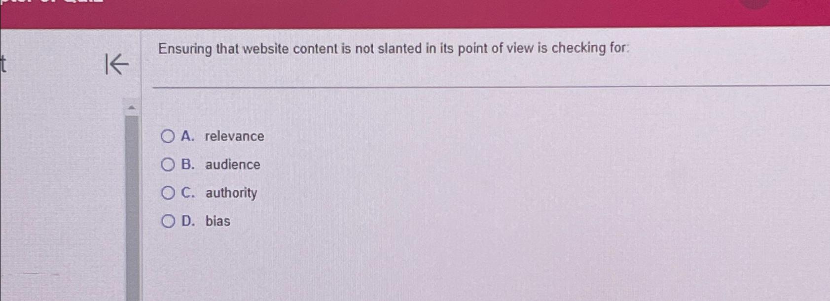 Solved Ensuring that website content is not slanted in its | Chegg.com