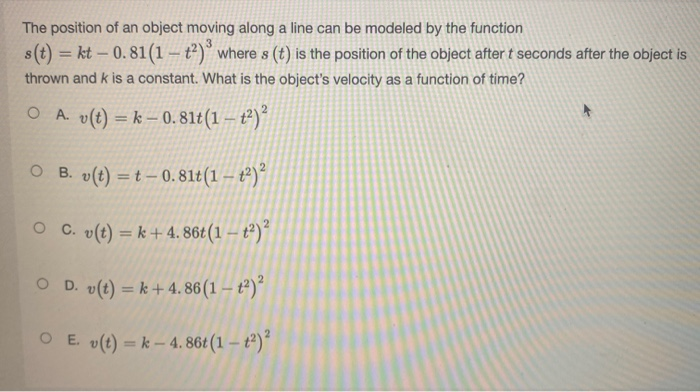 Solved The position of an object moving along a line can be | Chegg.com