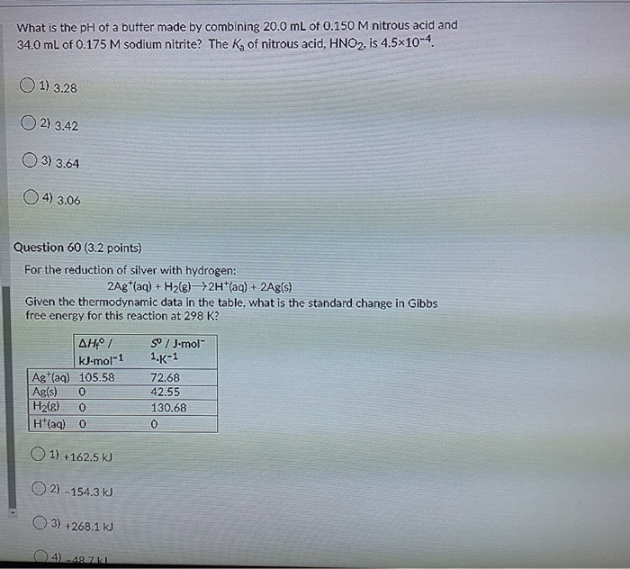 Solved What is the pH of a buffer made by combining 20.0 mL | Chegg.com