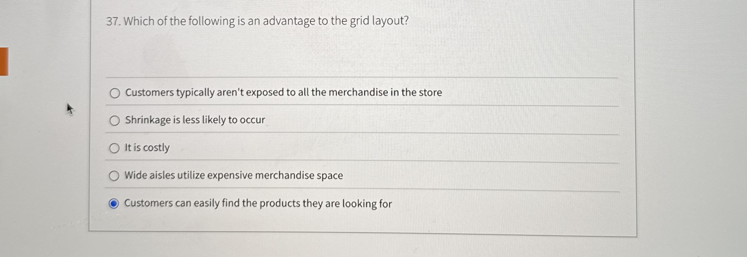 Solved Which of the following is an advantage to the grid | Chegg.com
