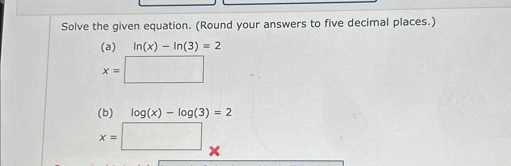 Solved Solve the given equation. (Round your answers to five | Chegg.com