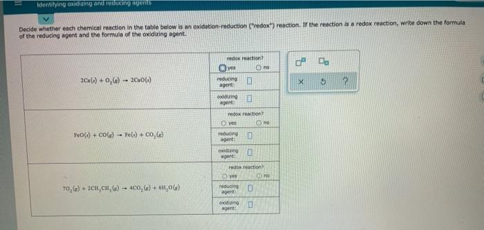 Identifying oxidizing and reducing agents Decide | Chegg.com