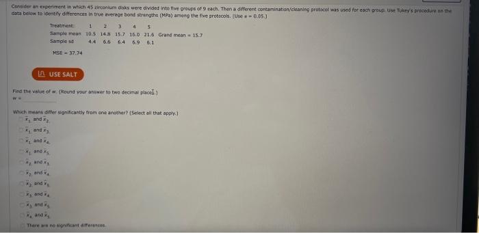 Solved use Tukey's procedure to investigate significant | Chegg.com
