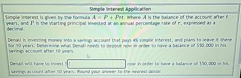 Solved Simple Interest ApplicationSimple interest is given | Chegg.com