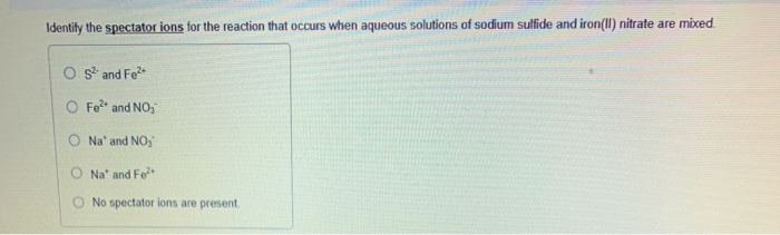 Solved Identify the spectator ions for the reaction that | Chegg.com
