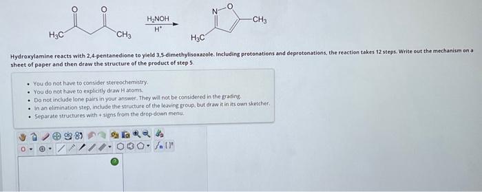 Solved H3C CH3 H₂NOH H* ****] H3C Hydroxylamine reacts with | Chegg.com