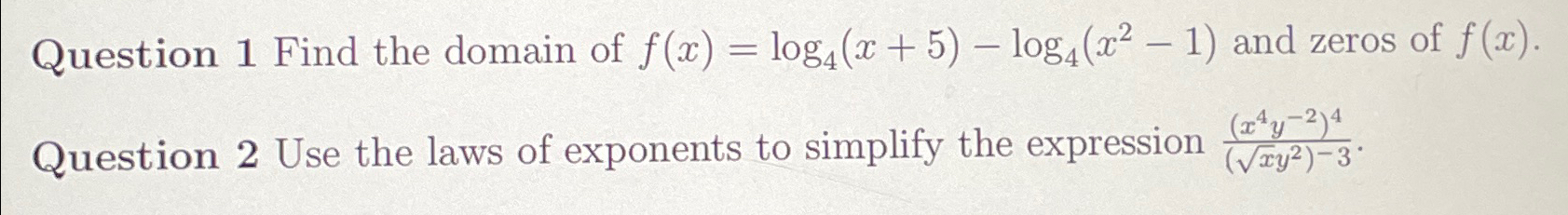 Solved Question 1 ﻿Find the domain of | Chegg.com