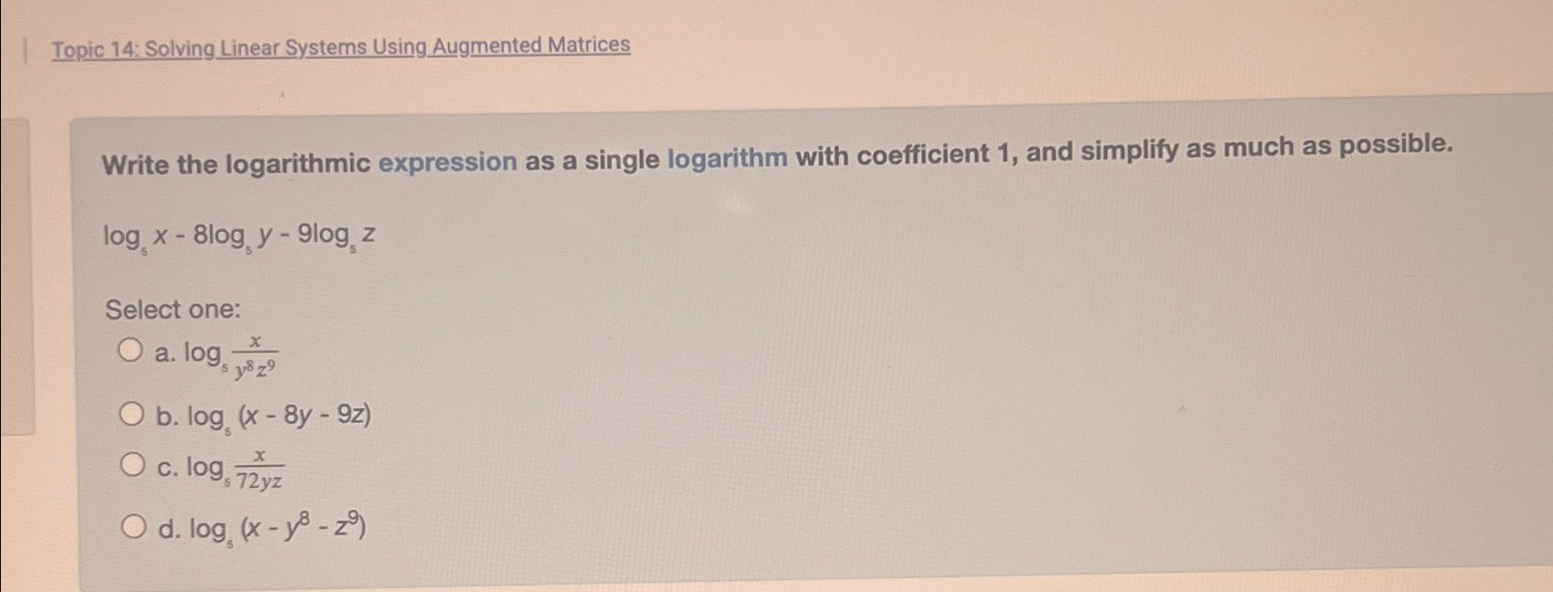 Solved Topic 14: Solving Linear Systems Using Augmented | Chegg.com