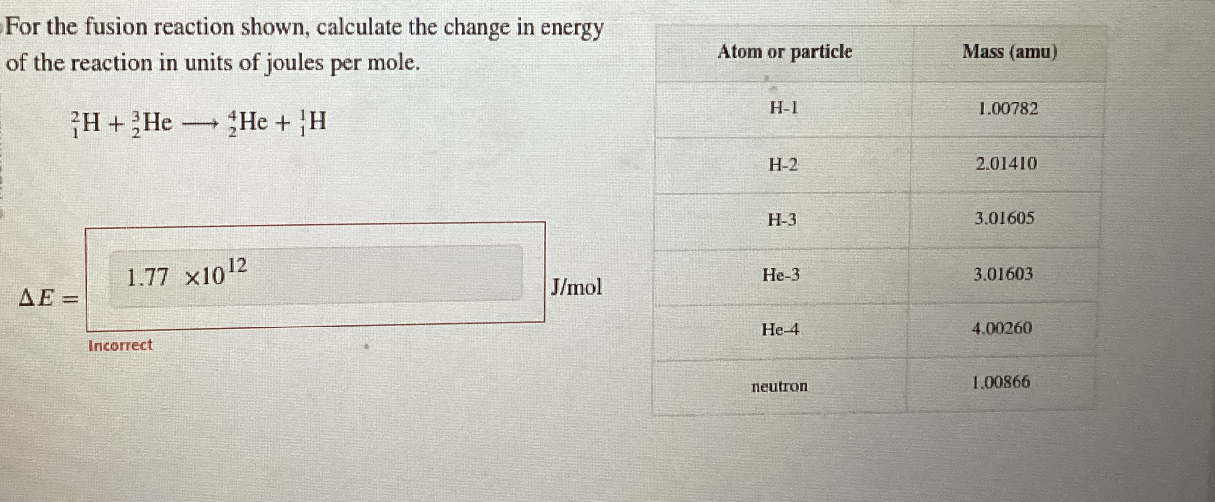For the fusion reaction shown, calculate the change | Chegg.com