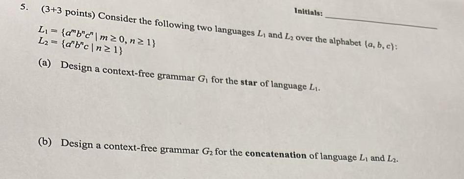 Solved points) ﻿Consider the following two languages L1 ﻿and | Chegg.com