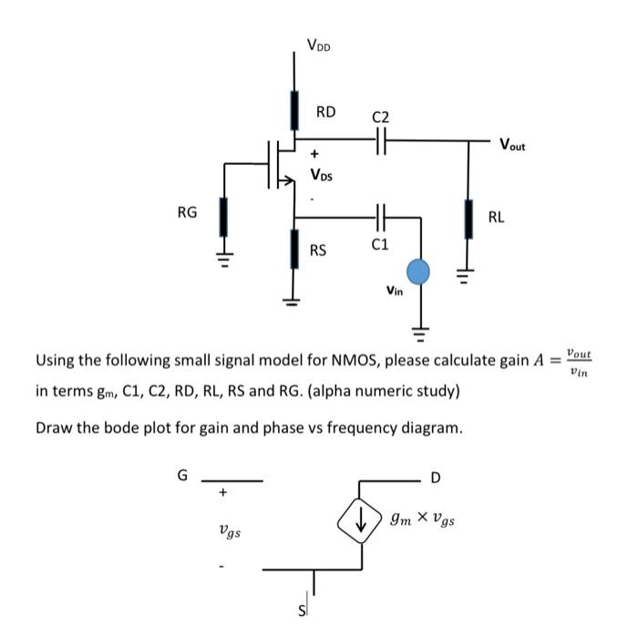 Solved Using the following small signal model for NMOS, | Chegg.com